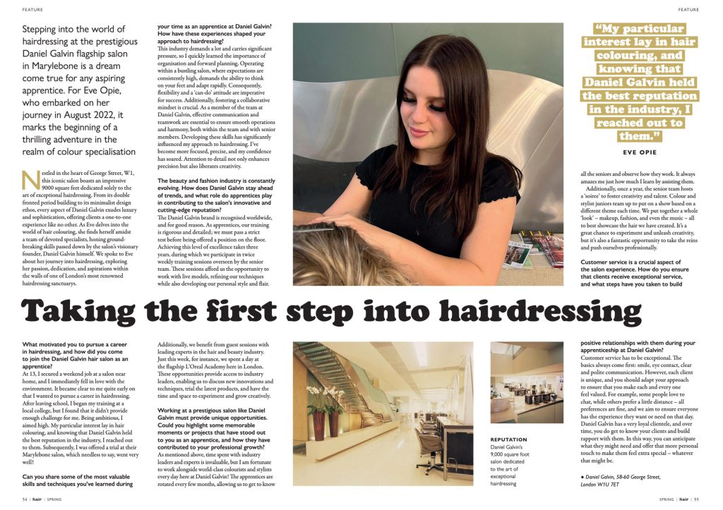 Hair Magazine- "Eve Opie Steps Into The Daniel Galvin Apprenticeship ...
